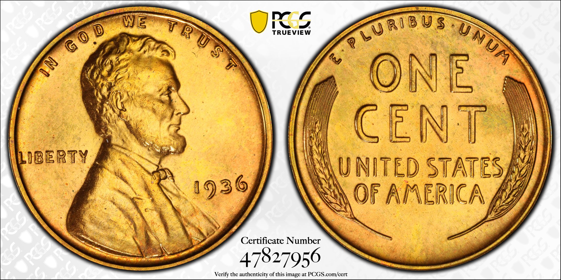 PCGS Certificate Verification Coin Details for Cert #47827956