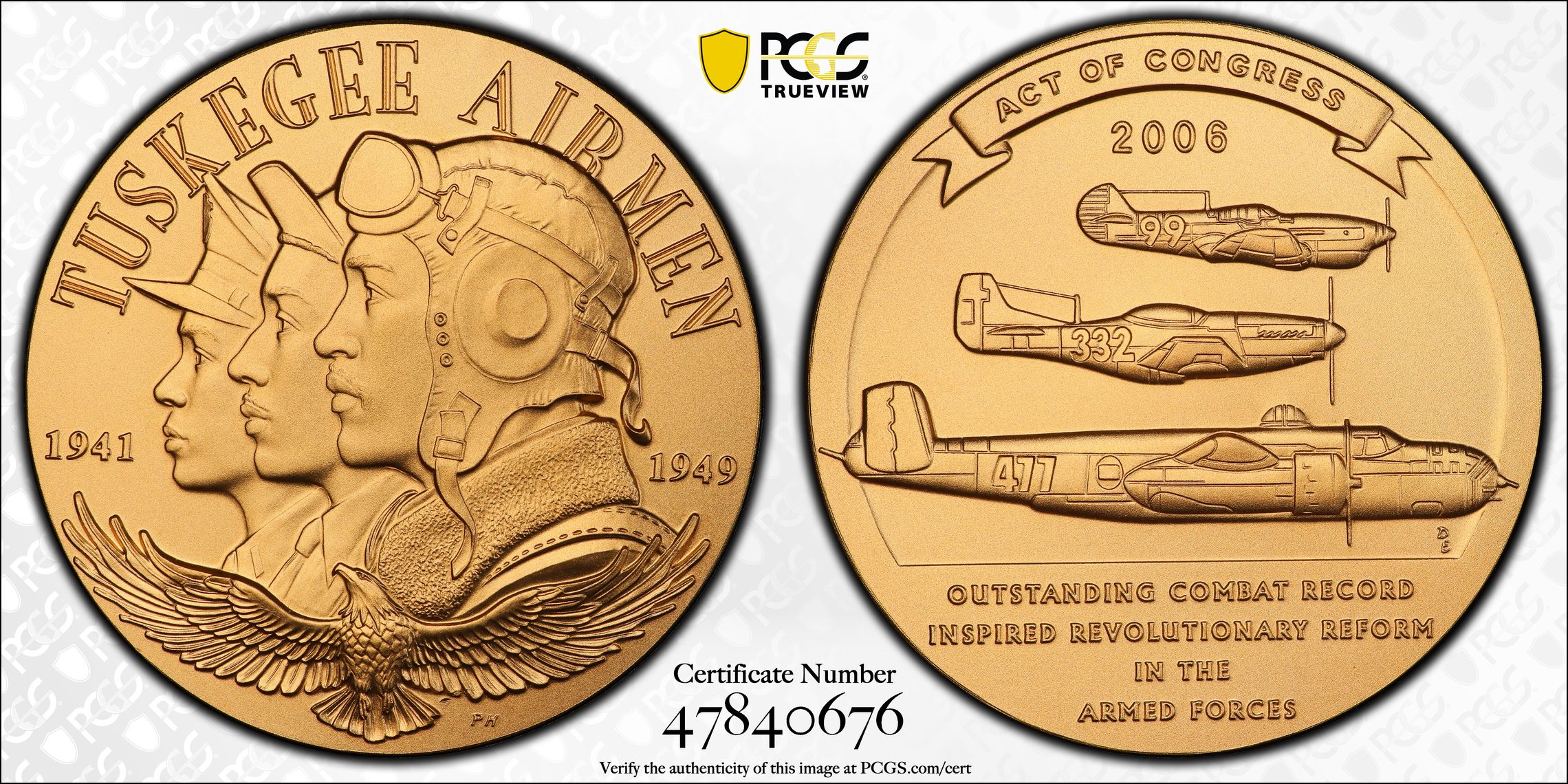 PCGS Certificate Verification Coin Details for Cert #47840676