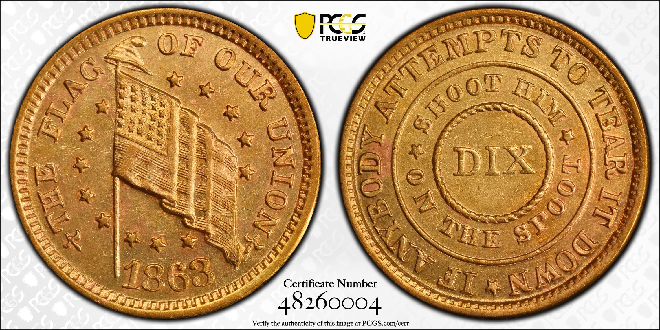 PCGS Certificate Verification Coin Details for Cert #48260004