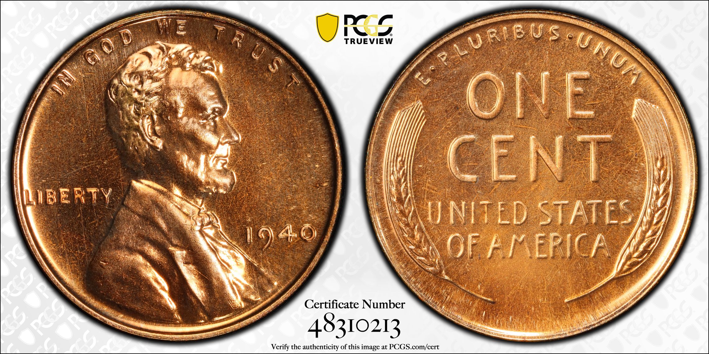 PCGS Certificate Verification Coin Details for Cert #48310213