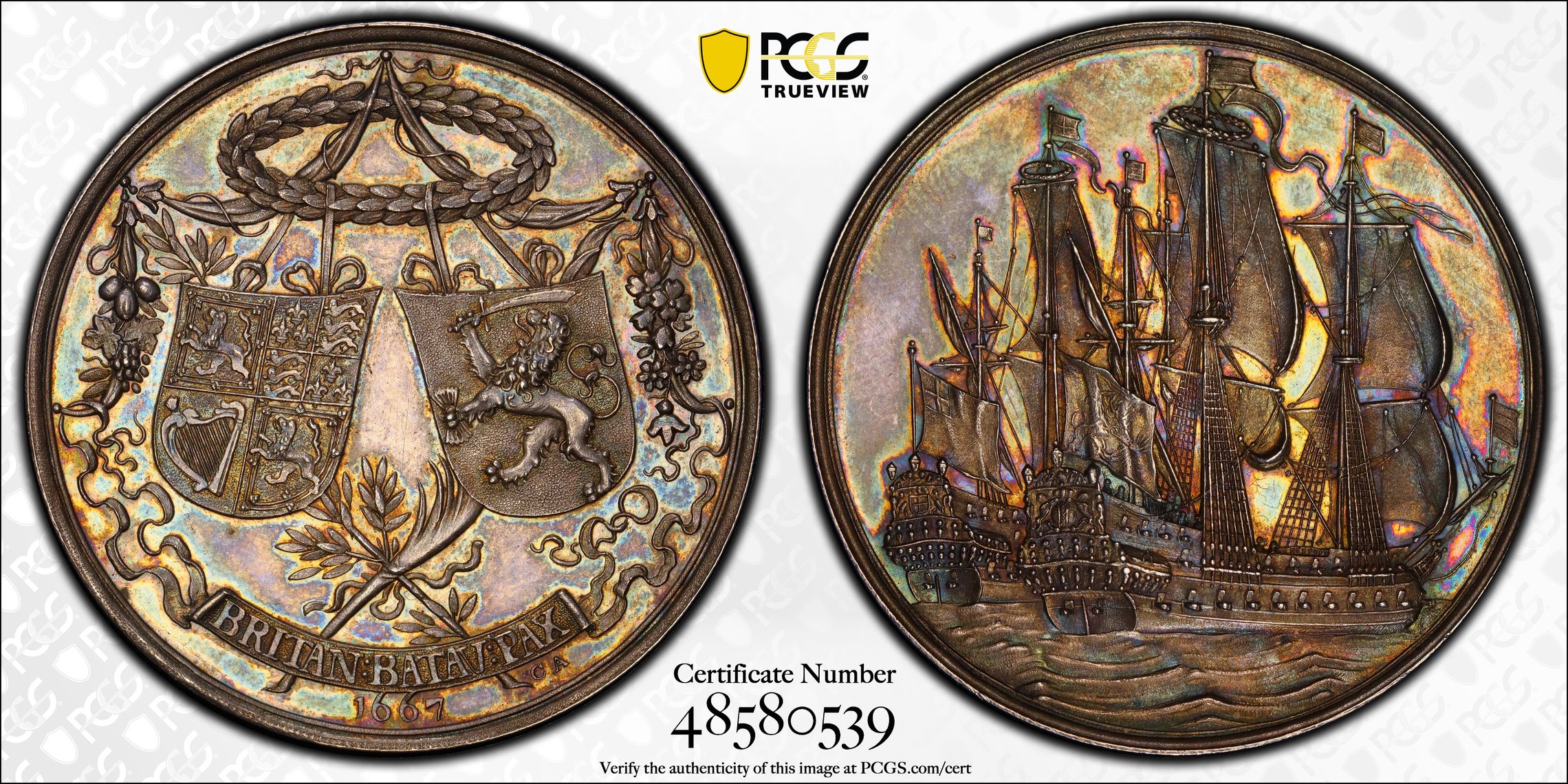 PCGS Certificate Verification Coin Details for Cert #48580539