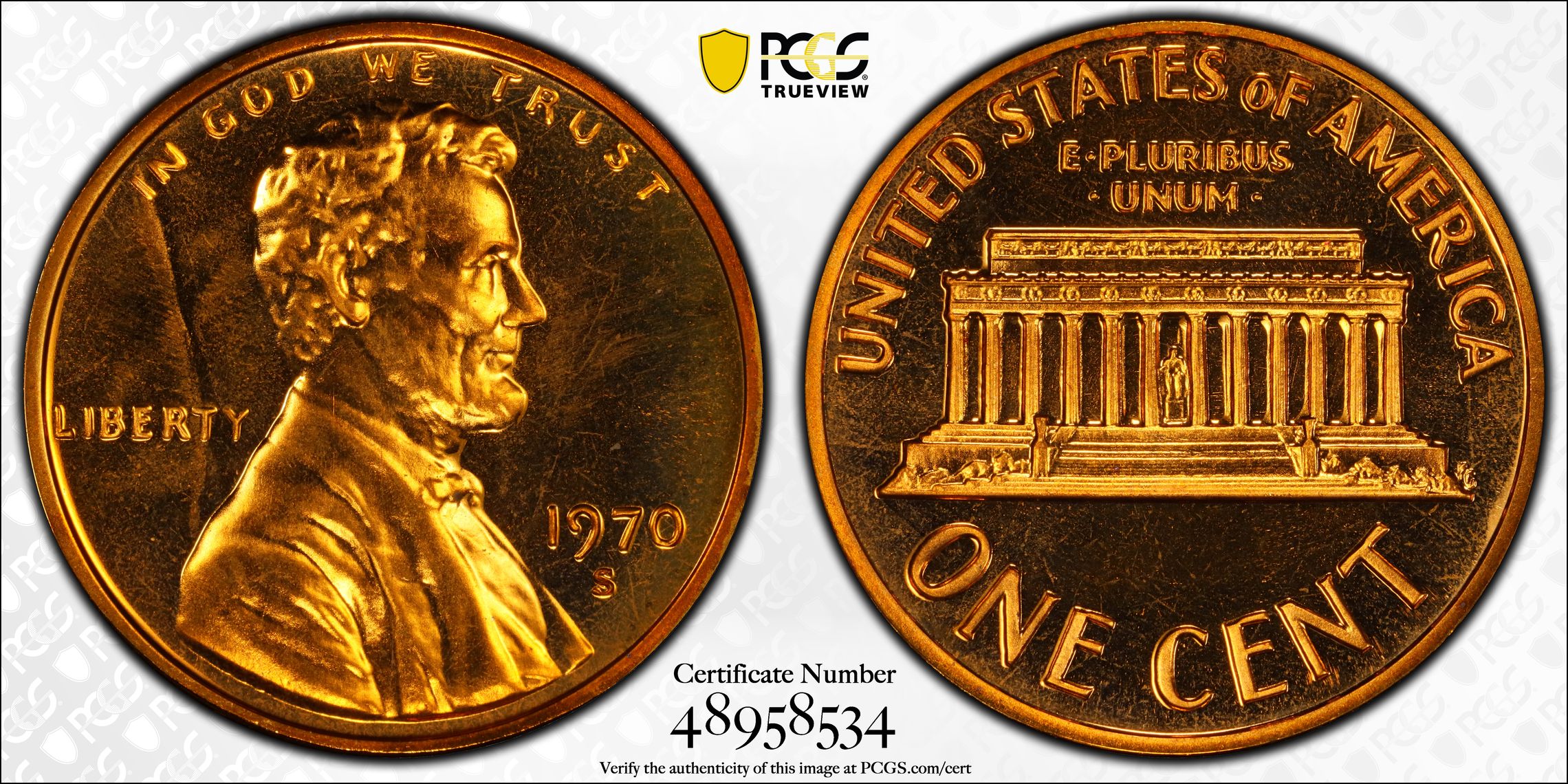 PCGS Certificate Verification Coin Details for Cert #48958534