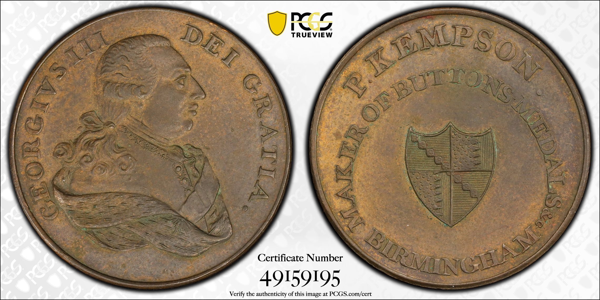 PCGS Certificate Verification Coin Details for Cert #49159195