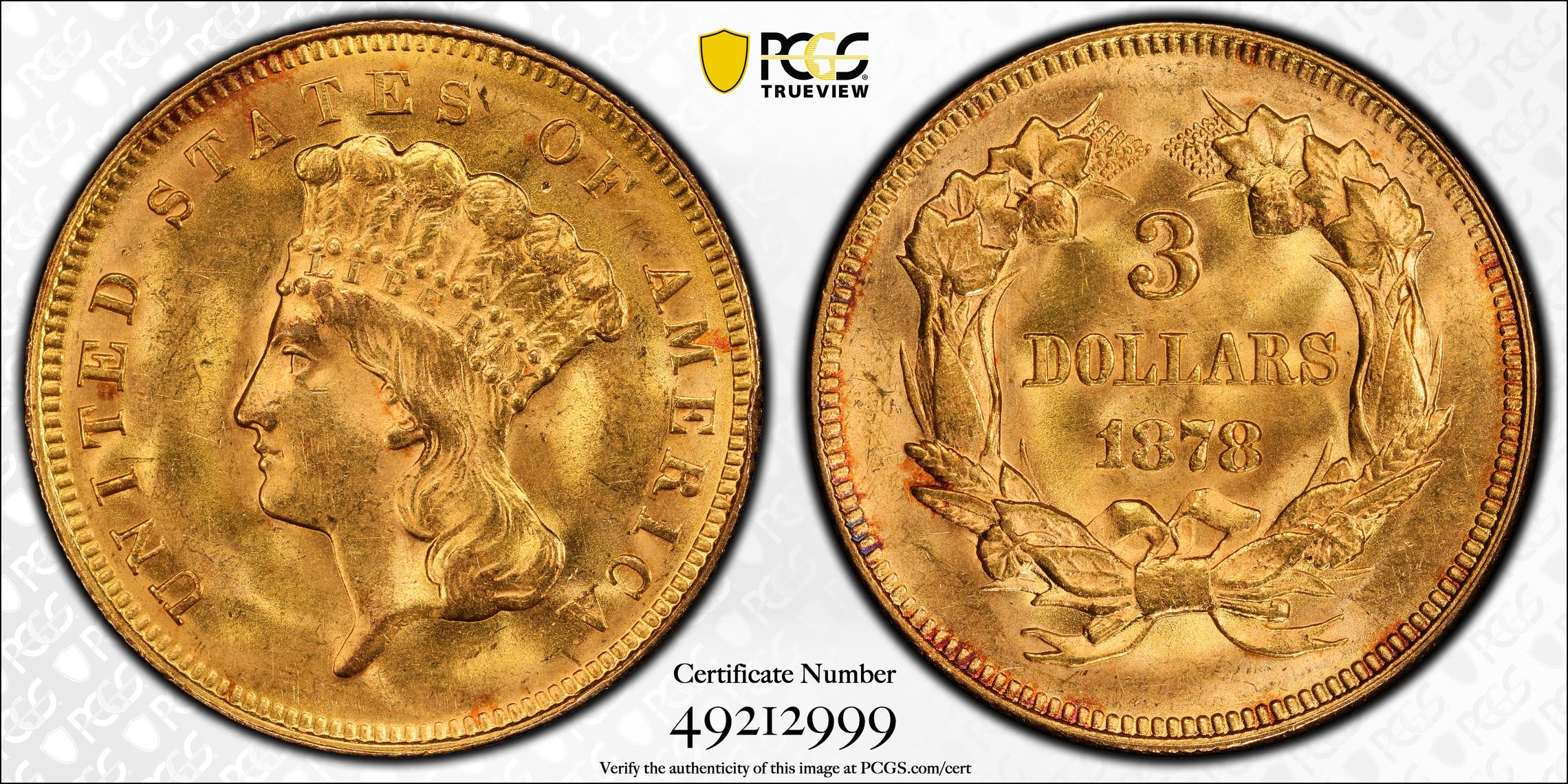 PCGS Certificate Verification Coin Details for Cert #49212999
