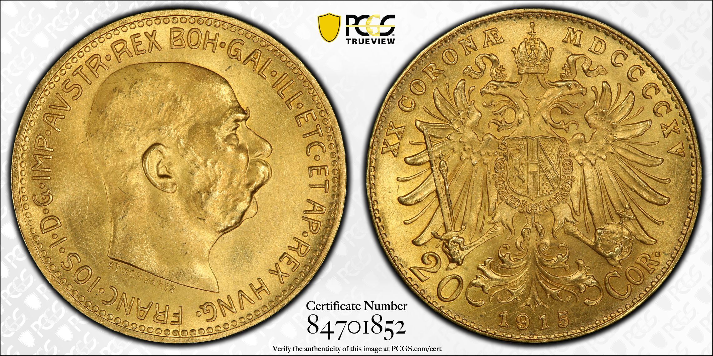 PCGS Certificate Verification Coin Details for Cert #84701852