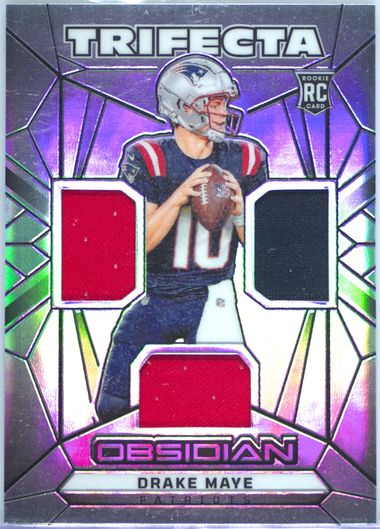 Auction Prices Realized Football Cards 2024 PANINI OBSIDIAN TRIFECTA SWATCHES Drake Maye