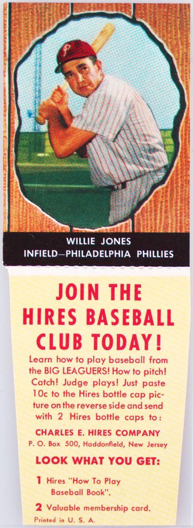 Auction Prices Realized Baseball Cards 1958 HIRES ROOT BEER Willie Jones