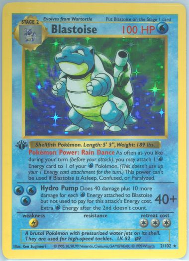 Auction Prices Realized Tcg Cards 1999 POKEMON GAME Blastoise-Holo